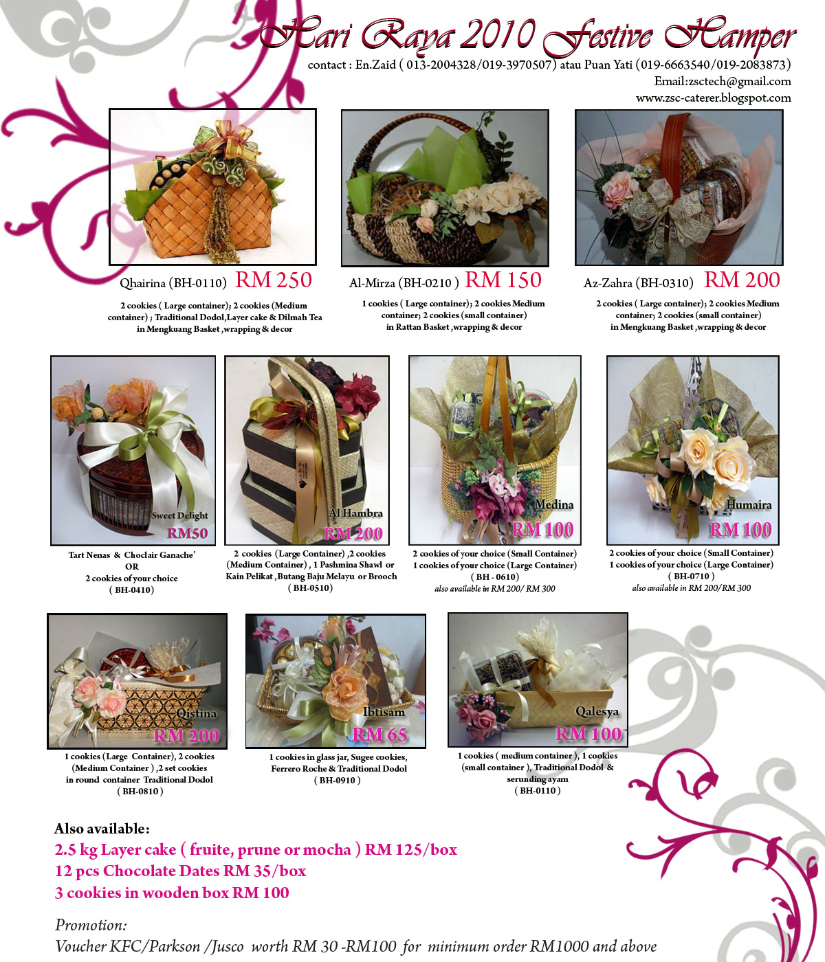 ZSC Caterer :Great FOOD,Good Services: Flyer Hamper untuk tempahan hari ...