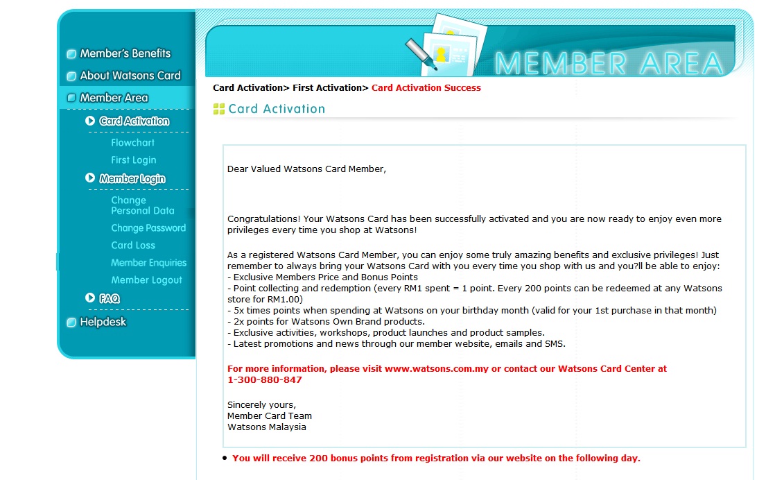 Watsons VIP Membership Card