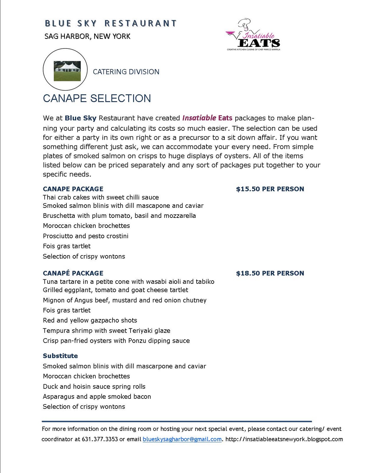 INSATIABLE EATS - CATERING HAMPTONS • NEW YORK • WEST PALM BEACH ...