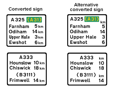 More UK metric distance signs: Route confirmation | glob on someday