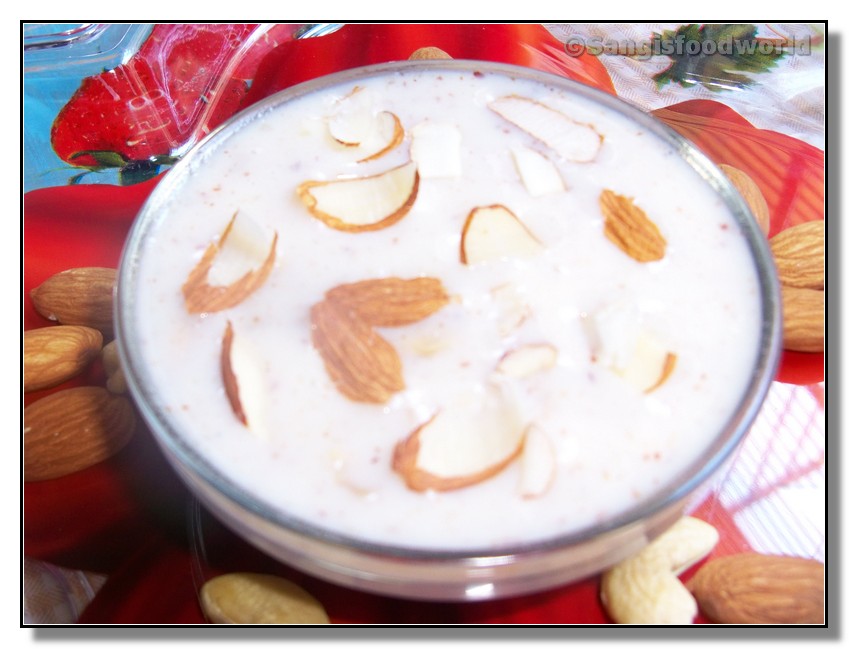 Sangi's Food World: Almond Barley payasam/ Almond Barley Kheer