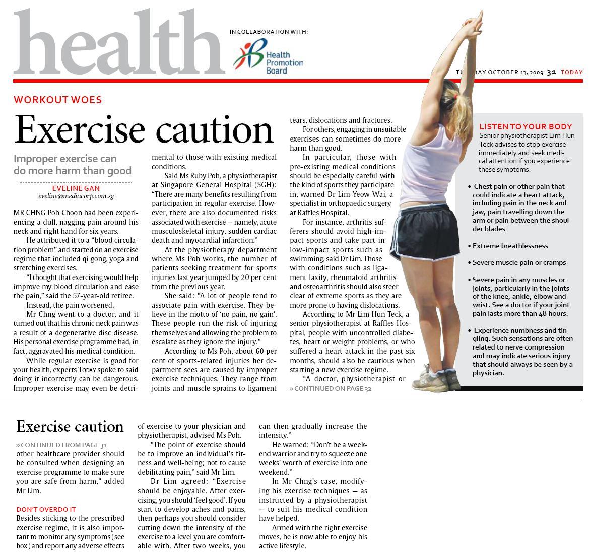 Singapore Newspaper Clippings: Exercise caution