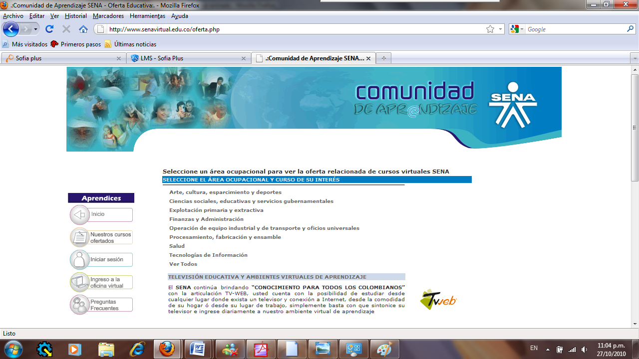 TRABAJANDO, APRENDIENDO Y GANANDO CON LAS TIC: SENA VIRTUAL - La opcion ...