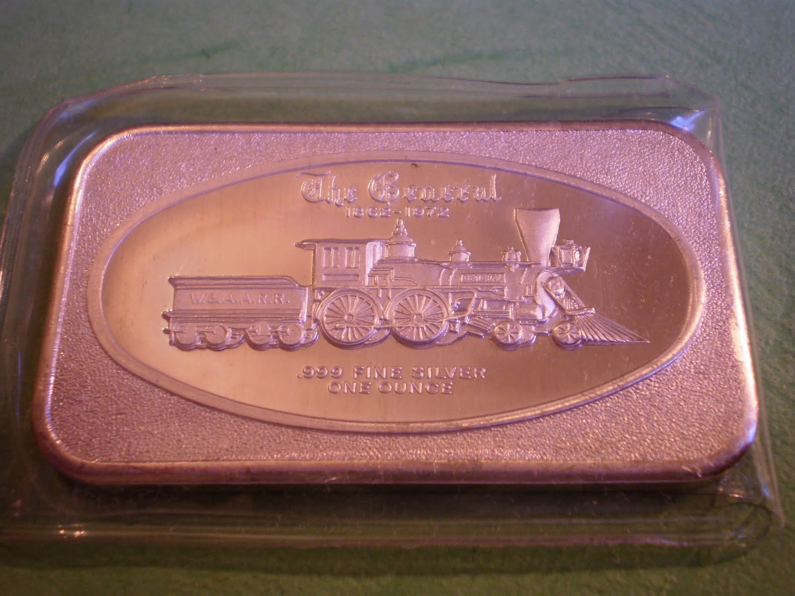 Silver Gold Bar: 1862-1972 The General Train Silver Art Bar One Troy ...