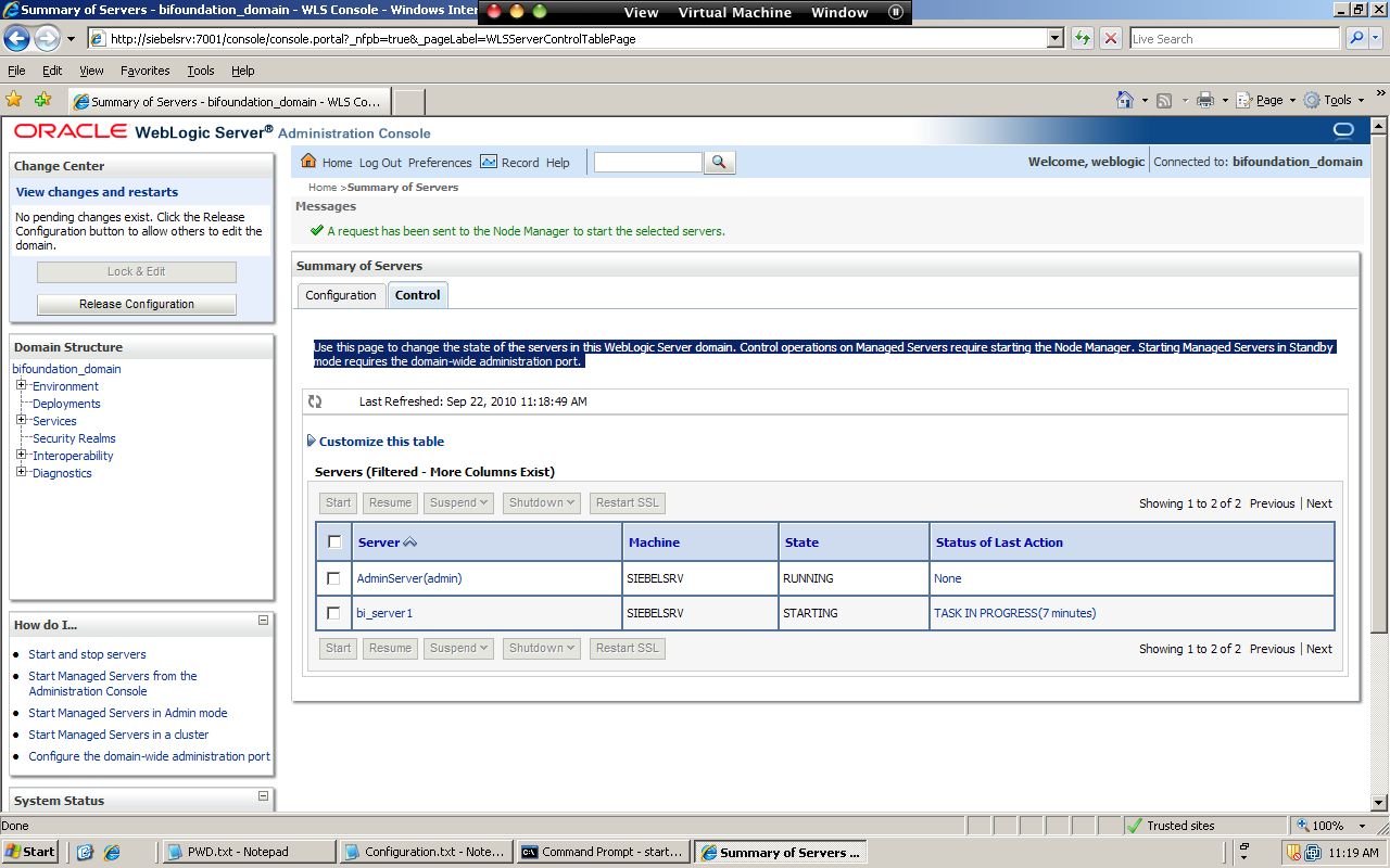 Cuneyt Yilmaz Oracle Blog Oracle Business Intelligence 11g Starting Bi Service