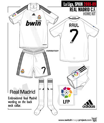 Football teams shirt and kits fan: Real Madrid Adidas 2008-09 home shirt