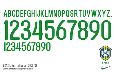 Football teams shirt and kits fan: Brazil national 2008 kits letterset