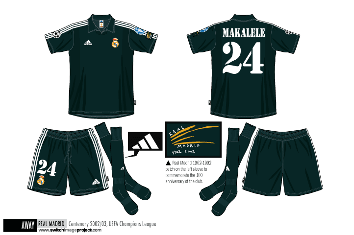Football teams shirt and kits fan: Real Madrid 2002 UEFA kits