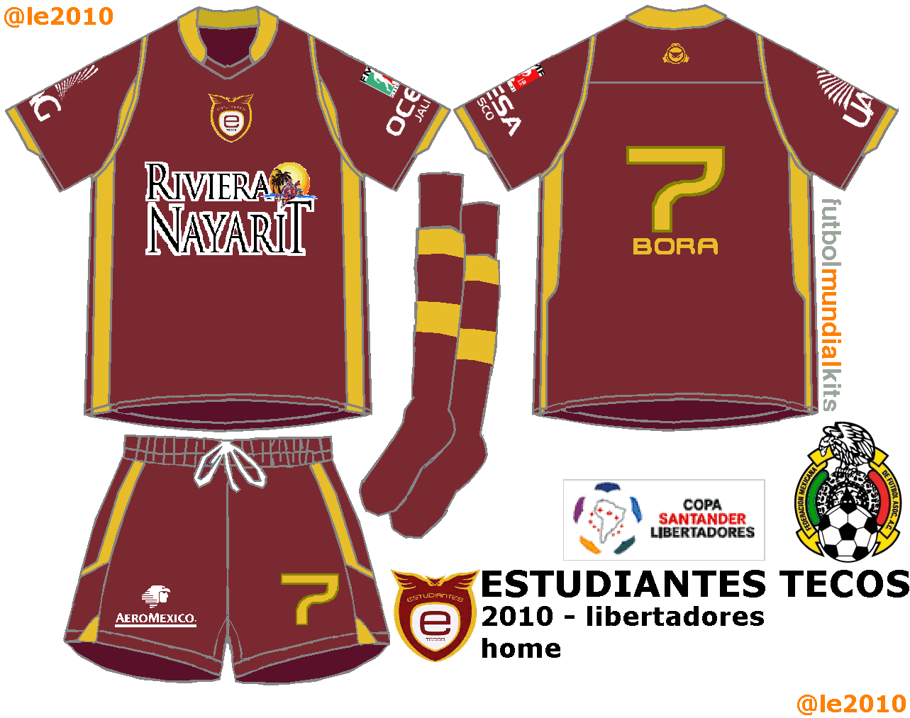 Fútbol Mundial Kits - Uruguay: Estudiantes Tecos - 2010 (libertadores)