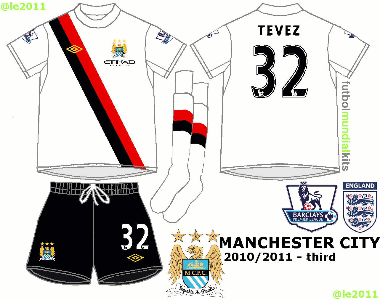 Fútbol Mundial Kits - Uruguay: Manchester City F. C. - 2010/2011 (home ...
