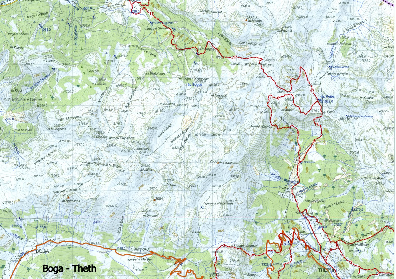 Albánie - mapy Prokletije