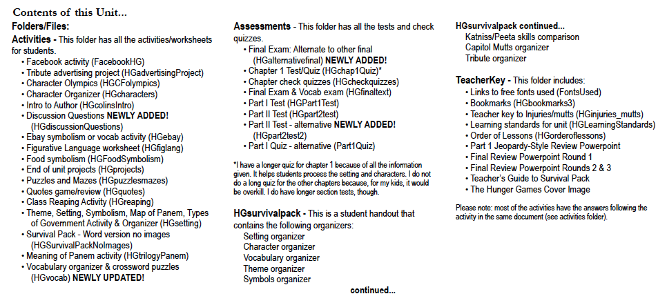 Hunger Games Lessons Newly Updated Hunger Games Unit Digital Download