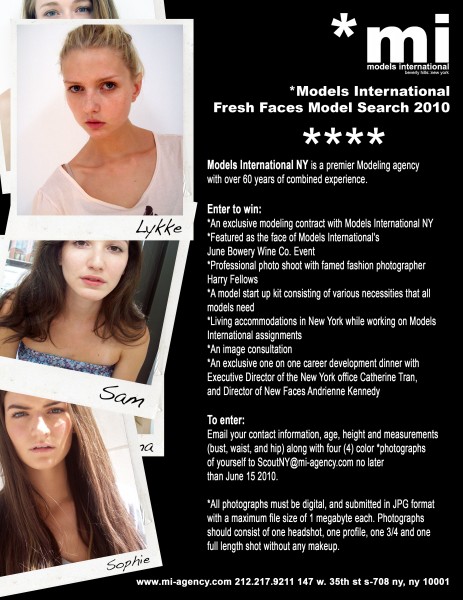 The Model Diaries: Models International's Fresh Face Model Search 2010!