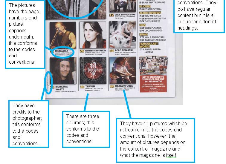 Shannon's Media Coursework: Analysis of a Music Magazine Contents Page