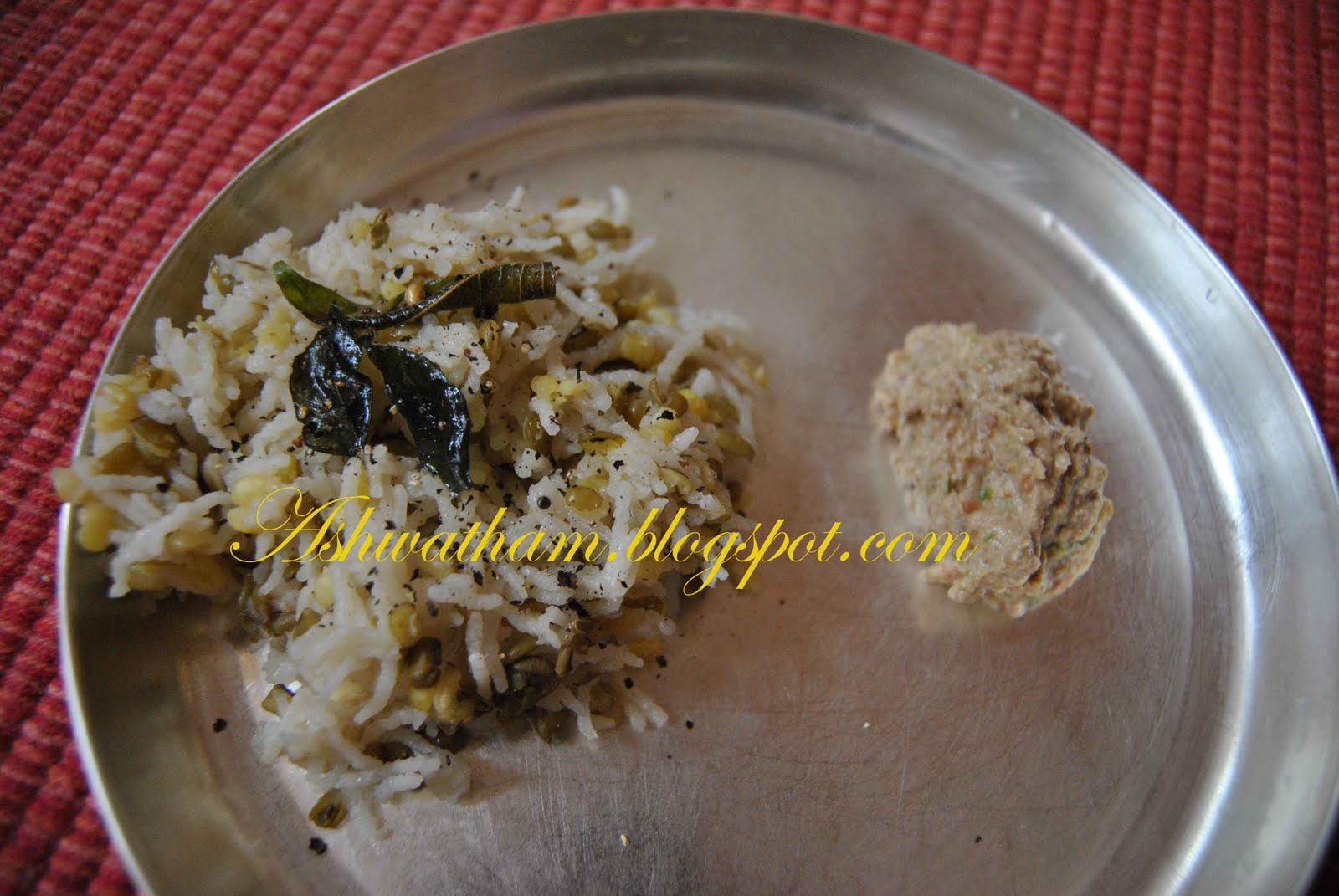 Ashwatham: Masala Pulagam / Moong daal rice