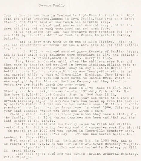 Detour Through History: Powers Family History By Marion G. Powers