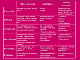 Ricardo Martinez Sandoval 513: CUADRO DE LOS DISTINTOS GRADOS ESCOLARES