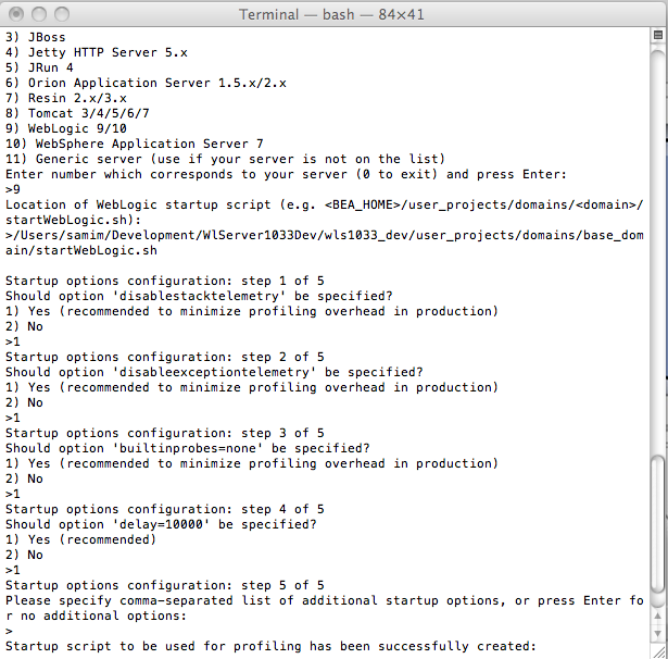 J2EE application profiling with yourkit on Weblogic