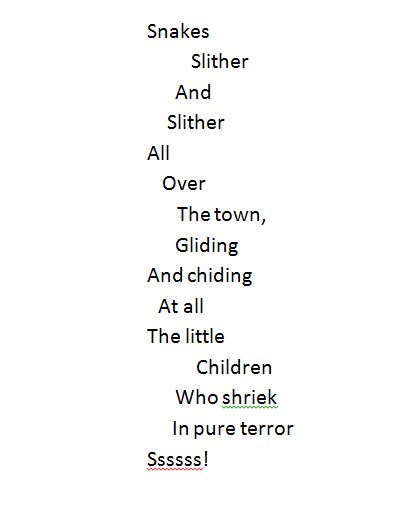 Casey's Poems: Concrete Poem - Snakes