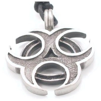 BIOHAZARD Danger Silver Tone PEWTER Pendant Necklace