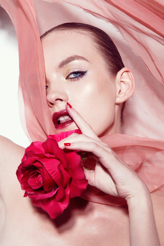 Veiled Beauty Rose Romantic Blindfolded Editorial Shoot with Model Anna Kiseleva