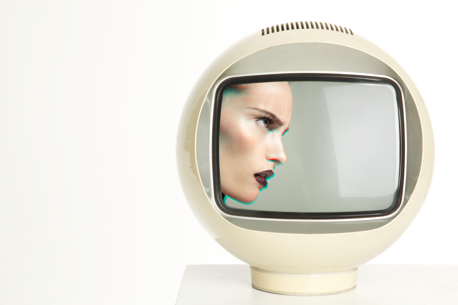 Vintage Retro Television TV Lines High Def Makeup Beauty Shoot with ...