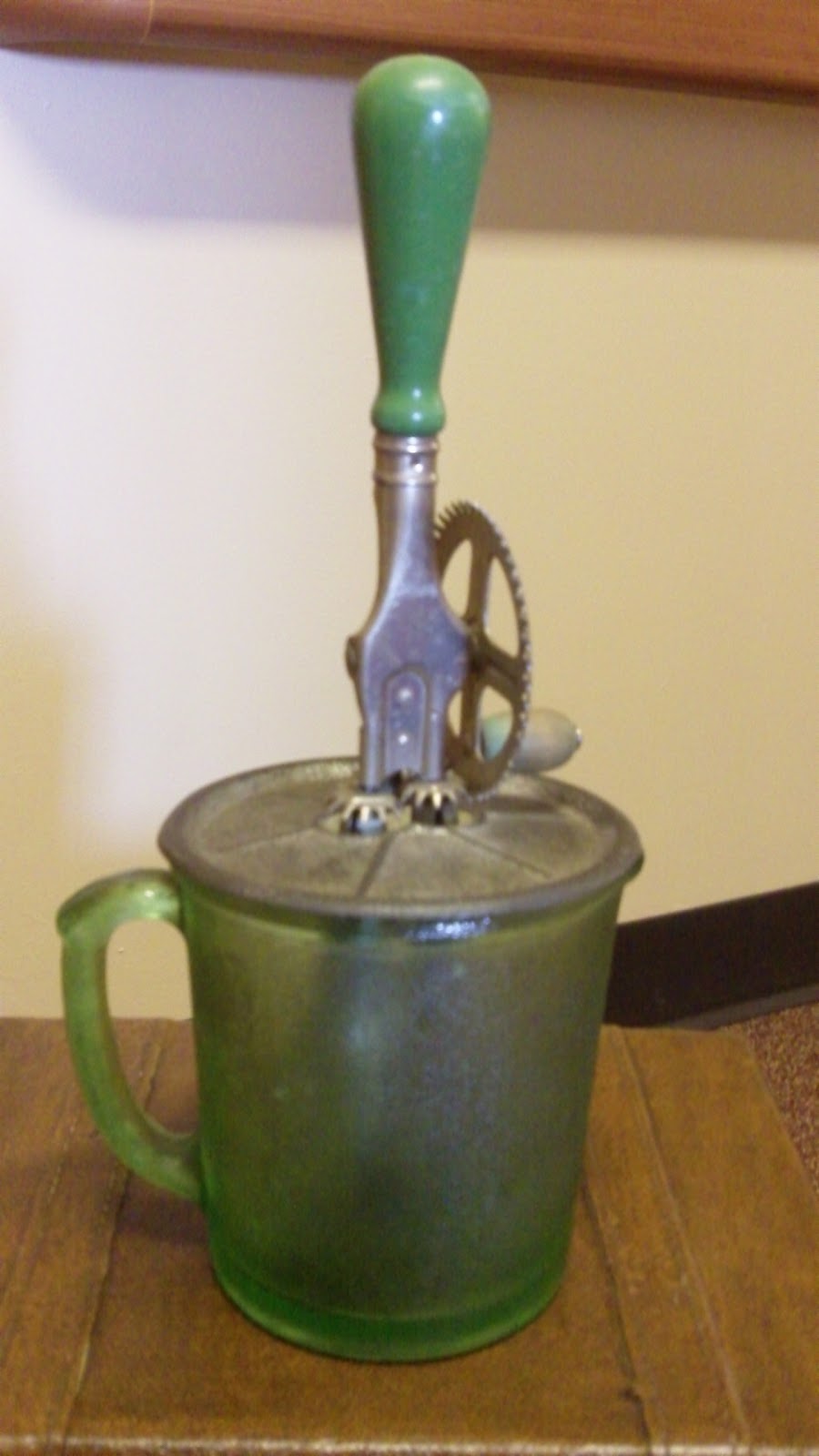 Brc Charity Auction Antique Depression Glass Hand Mixer 249