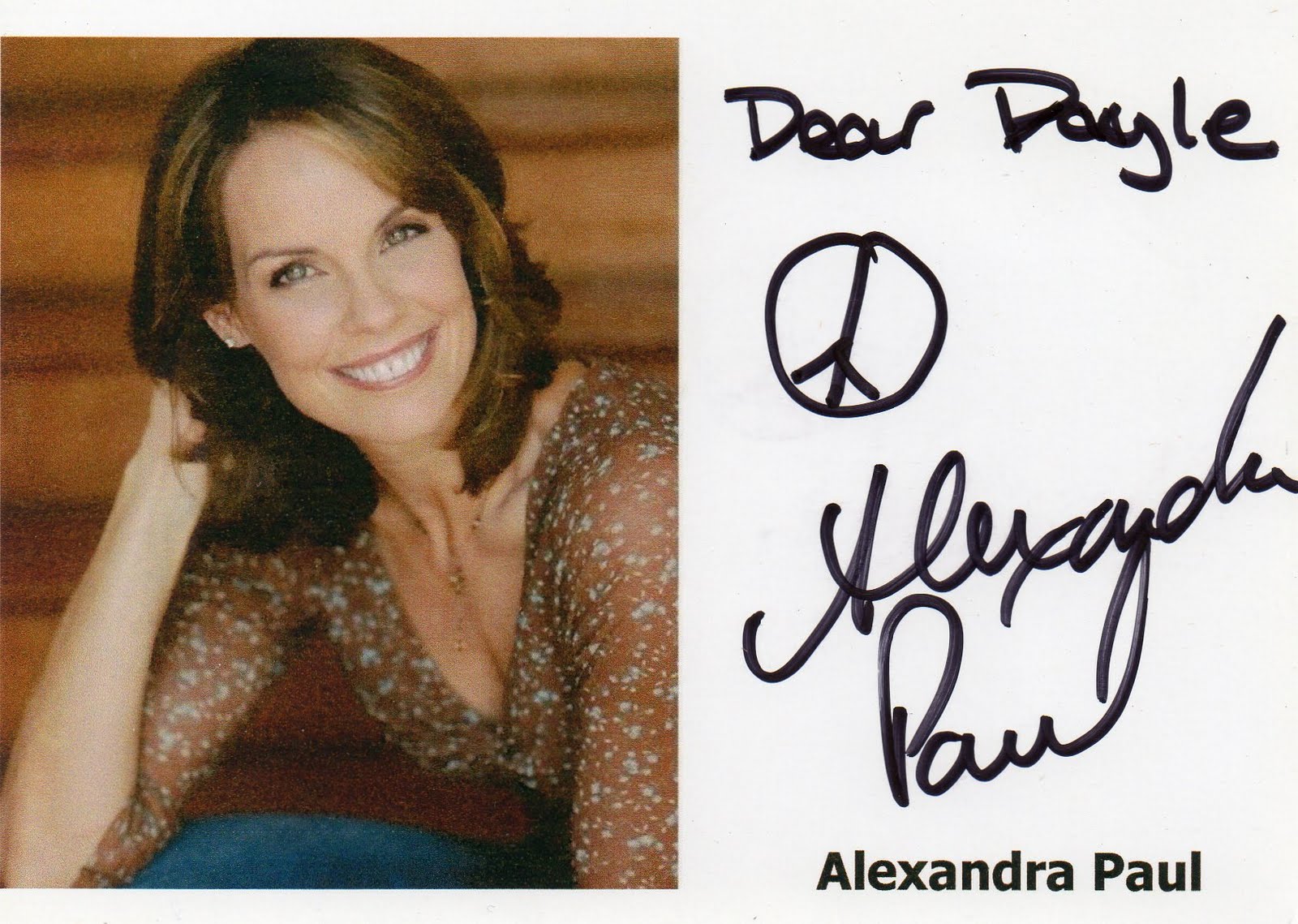 Kiwiautogal's Autographs: Alexandra Paul