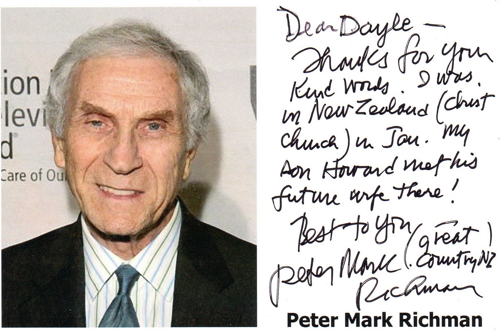 Kiwiautogal's Autographs: Peter Mark Richman