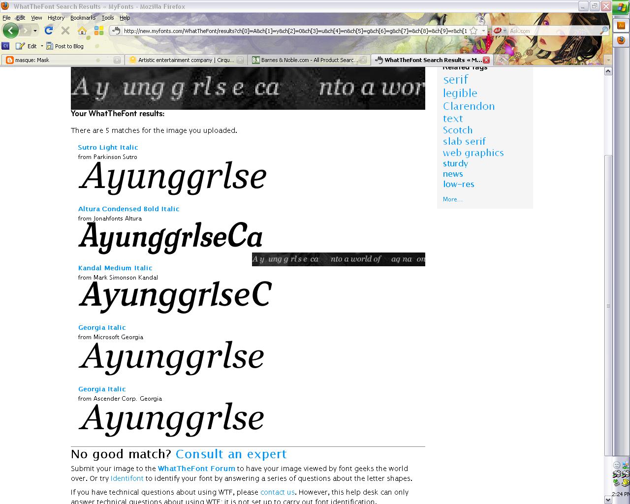 masque: Exact Font Examples & Look-a-like from marketing