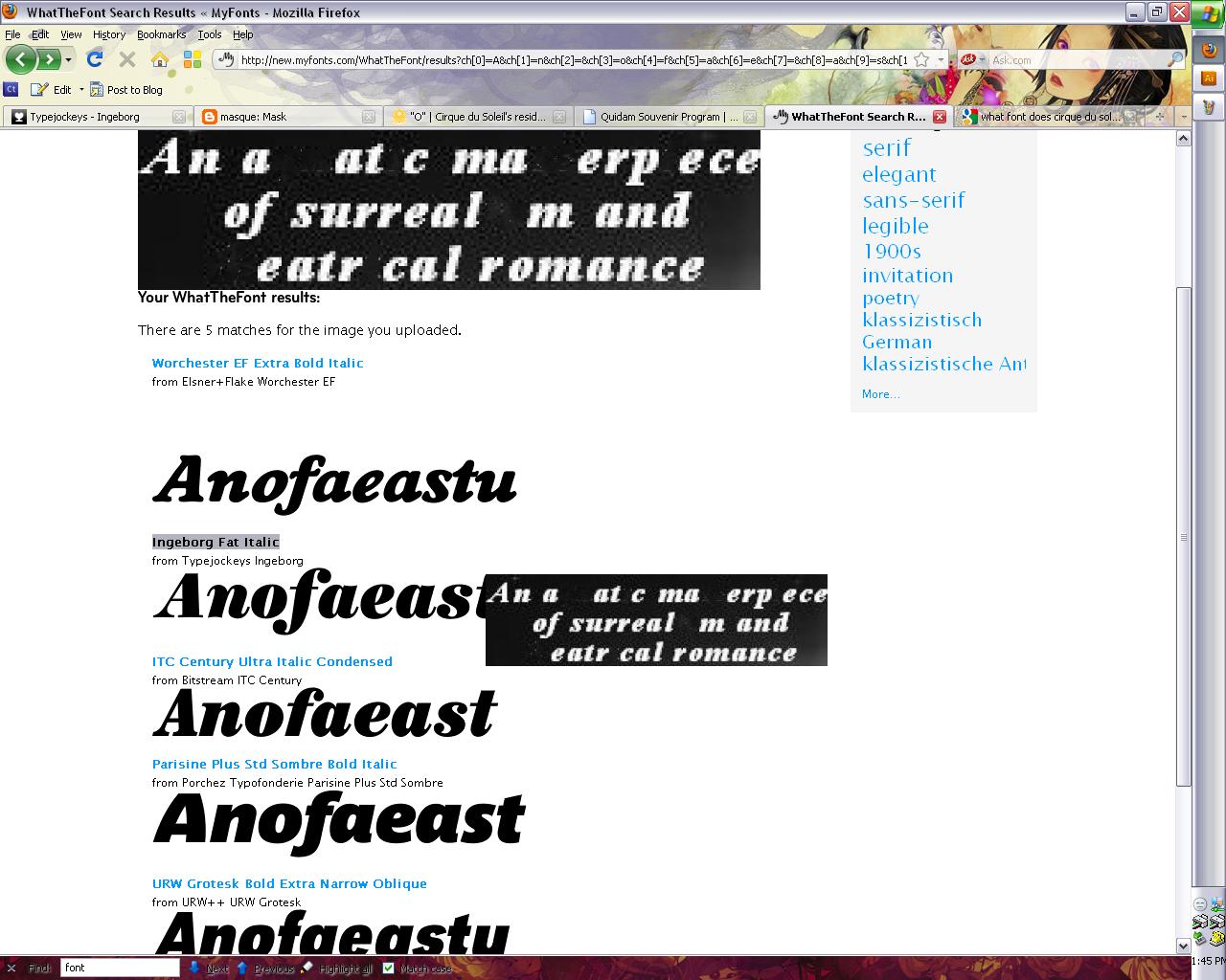 masque: Exact Font Examples & Look-a-like from marketing