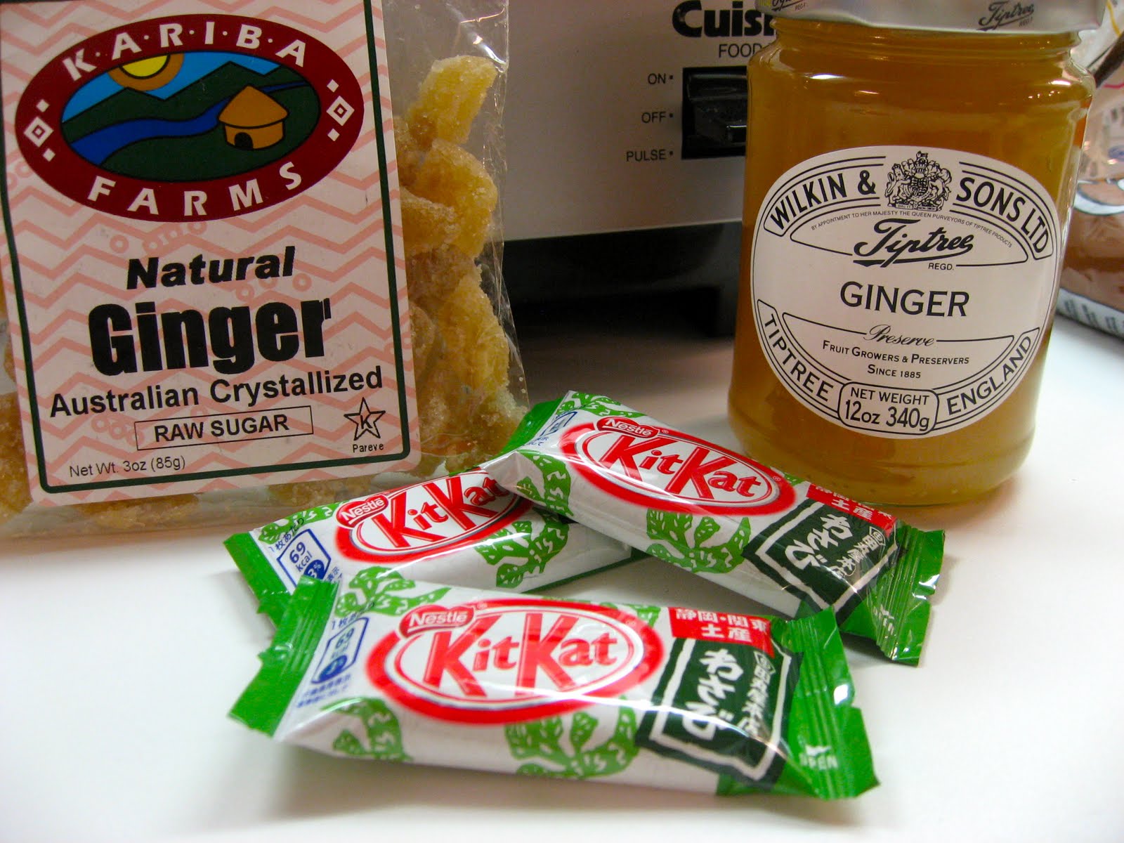Sugar Swings! Serve Some: ginger cupcakes with wasabi kit kat frosting