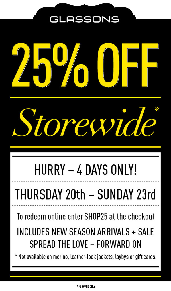 MySale: Glassons 25% off Storewide 4 days only