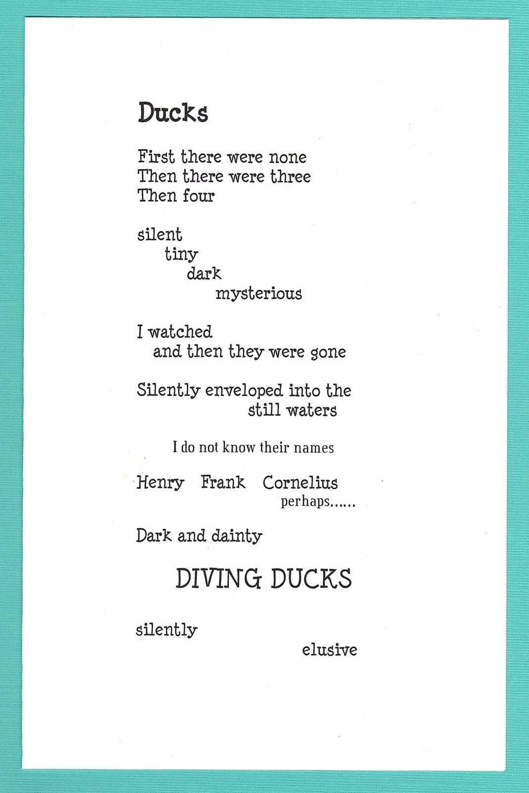 SIMPLY INSPIRED: Diving Ducks (poem)