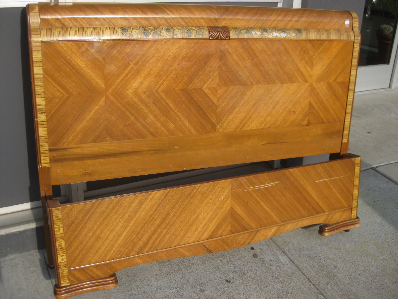 UHURU FURNITURE & COLLECTIBLES: SOLD - Deco Waterfall Full Bed Frame - $75