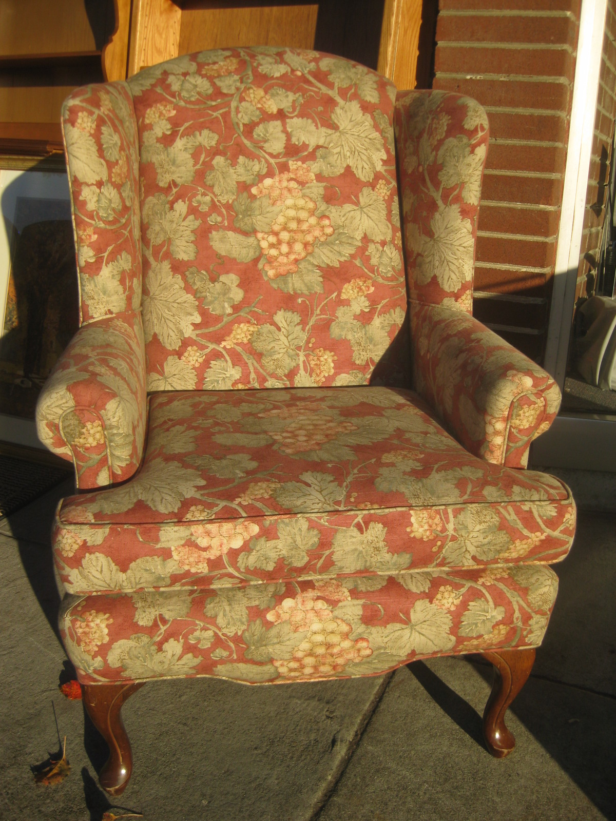 UHURU FURNITURE & COLLECTIBLES: SOLD - Grapevine Patterned Wingback ...