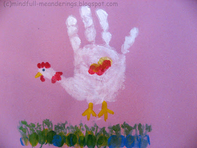 Handprint Chicken and caterpiller - Artsy Craftsy Mom