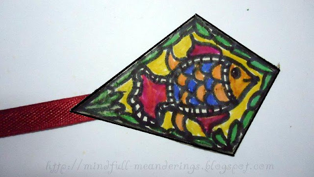 DIY Madhubani style Kite bookmark & a Kite card - Artsy Craftsy Mom