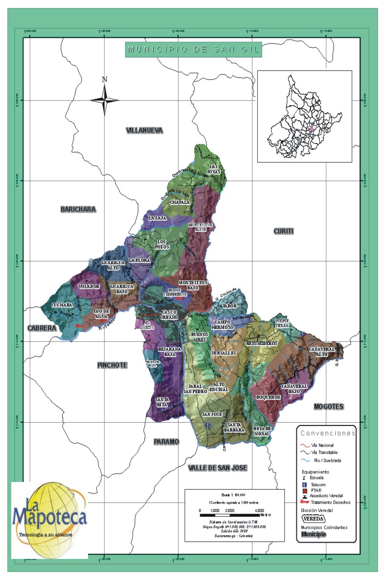 Atlas de Santander Municipios Provincias y Veredas: SAN GIL
