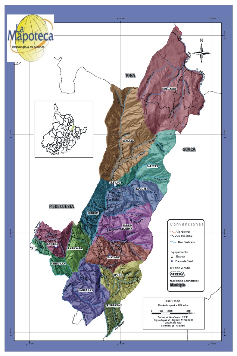 Atlas de Santander Municipios Provincias y Veredas: SANTA BARBARA