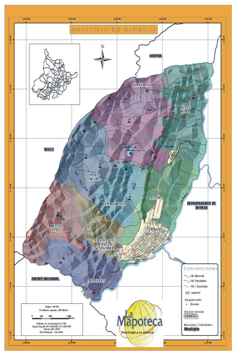 Atlas de Santander Municipios Provincias y Veredas: BARBOSA