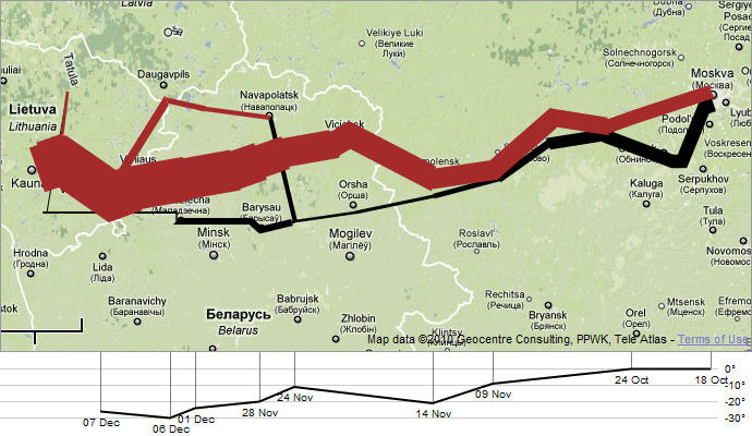 GIS3015 Map Blog: Flow Map of Napoleon's invasion of Russia