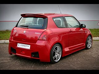 new car modification: Suzuki Swift Elegant Red BOdykit Modified