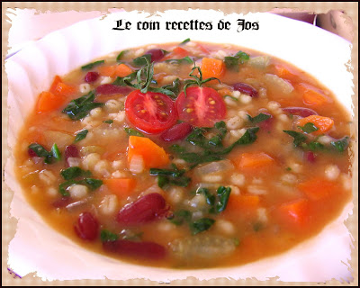 Le coin recettes de Jos: SOUPE GOURMANDE AUX HARICOTS ET À L'ORGE