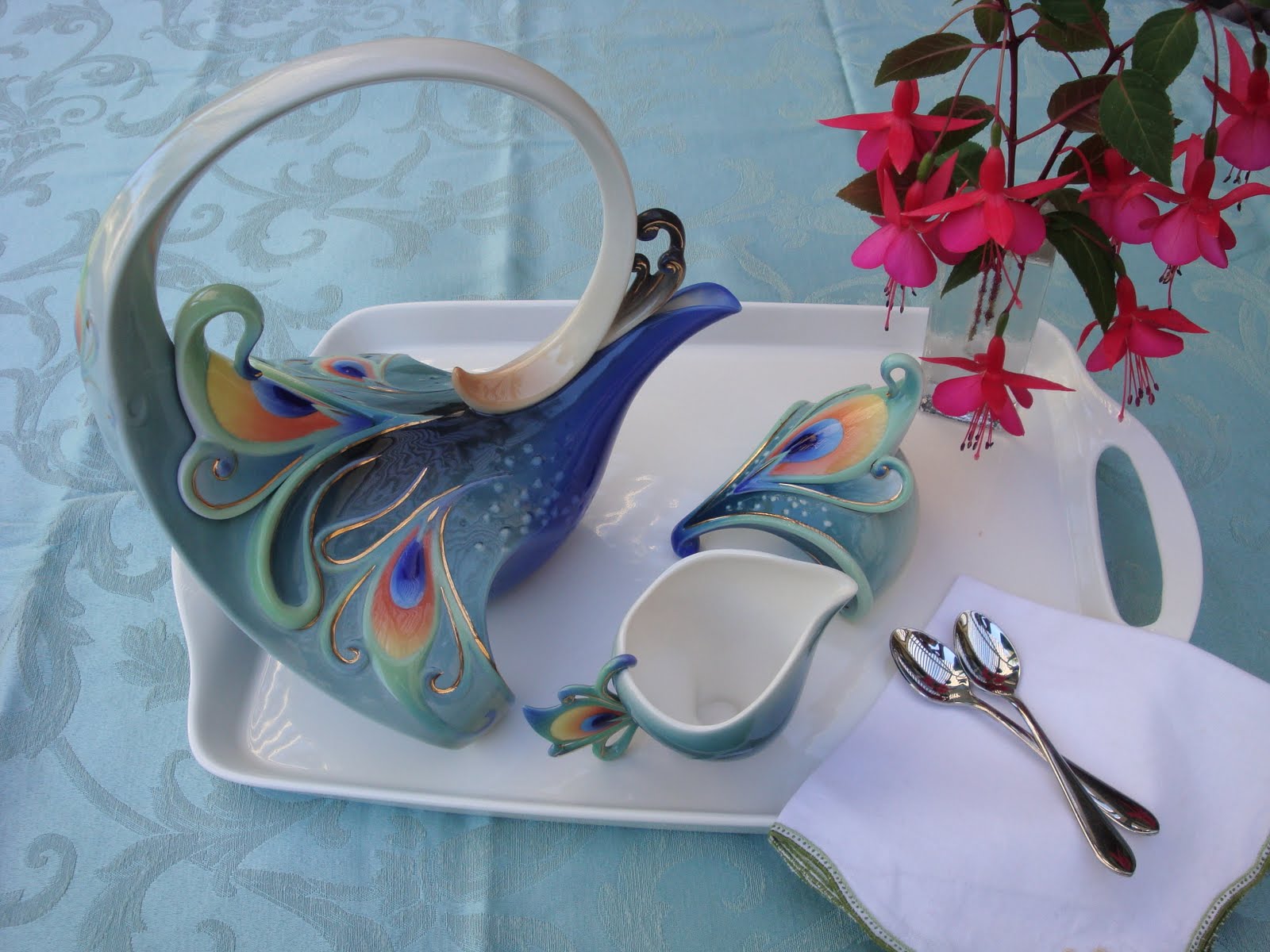 Entertaining From an Ethnic Indian Kitchen: Peacock tea set