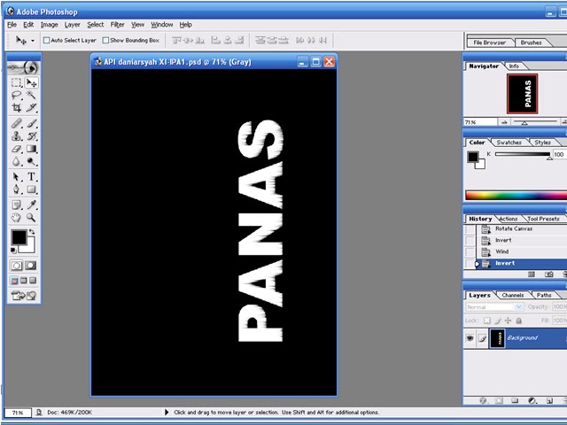 Membuat tulisan efek Api dengan Adobe Photoshop
