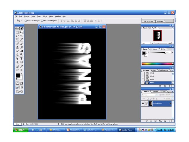 Membuat tulisan efek Api dengan Adobe Photoshop