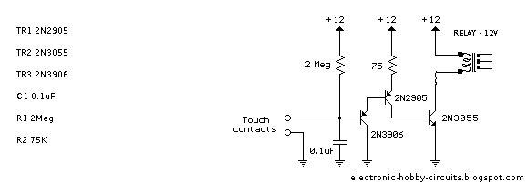 electronic hobby circuits: Touch activated switch circuit
