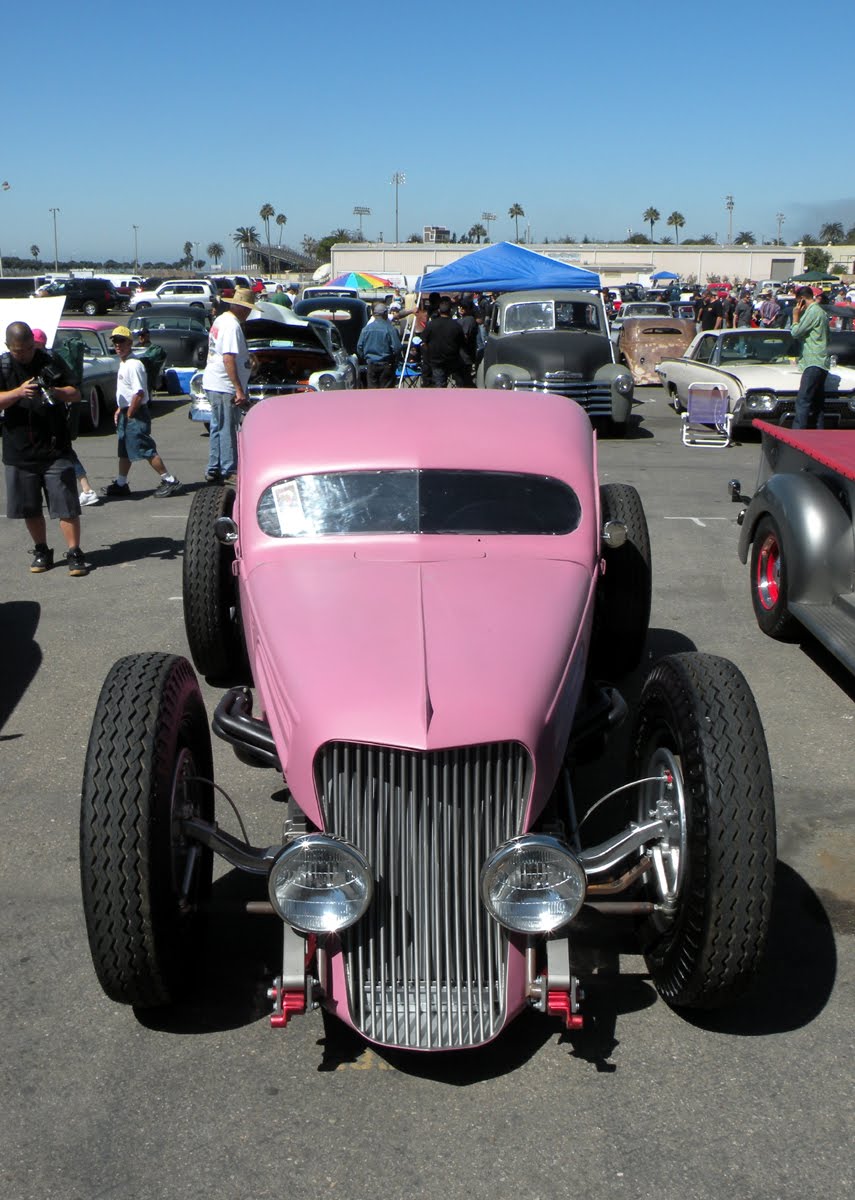 Just A Car Guy: Pink hot rod dualie... ya won't see another one of these