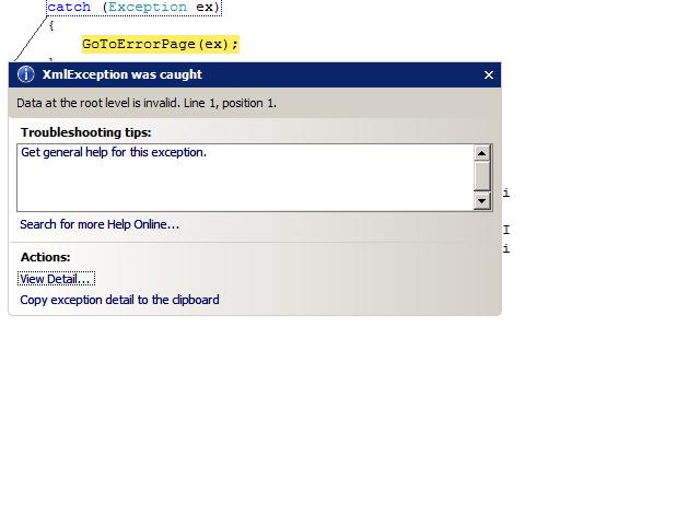 Srinivas's blog: Data at the root level is invalid. Line 1, position 1